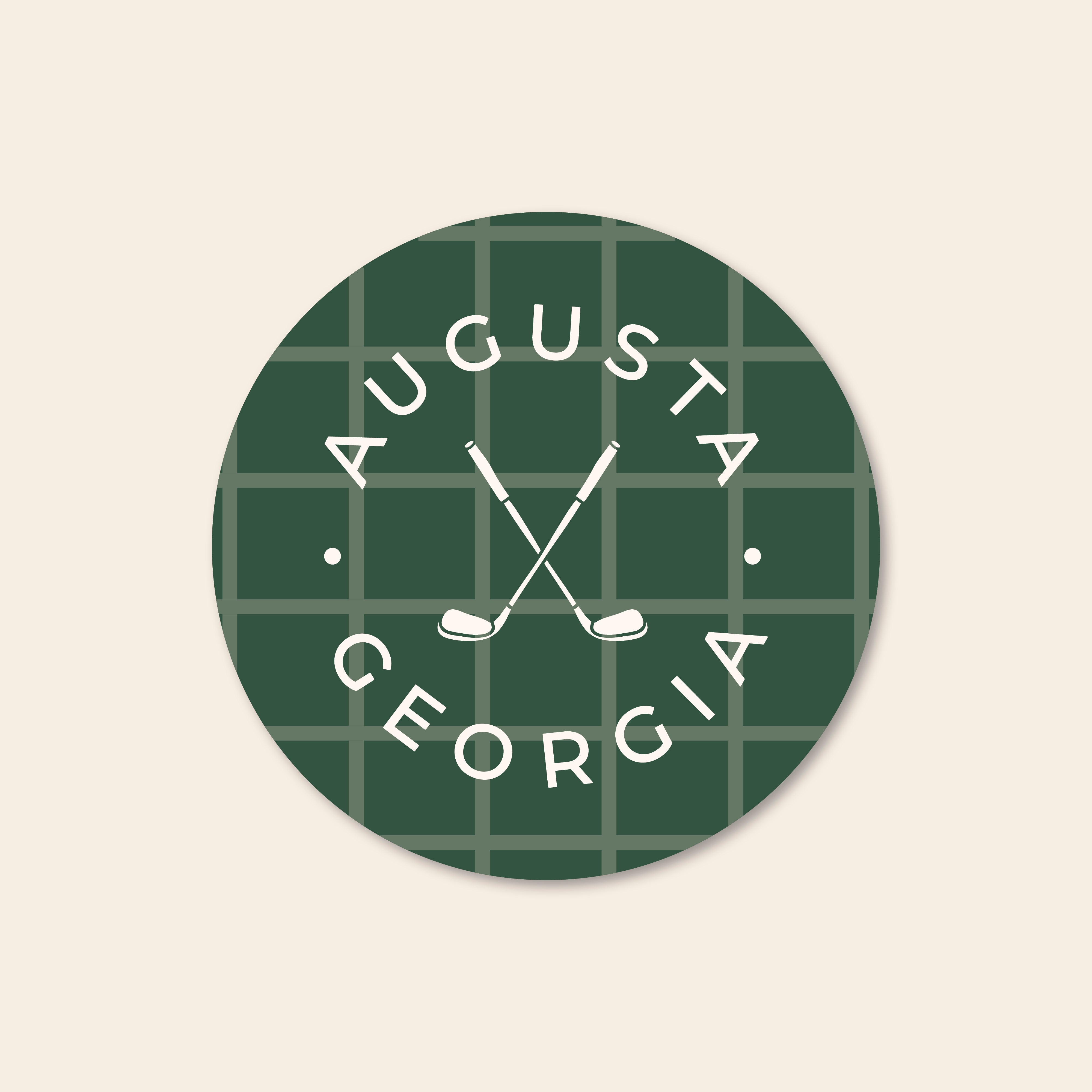 Augusta Georgia Plaid Circle Vinyl Sticker | Freshwater